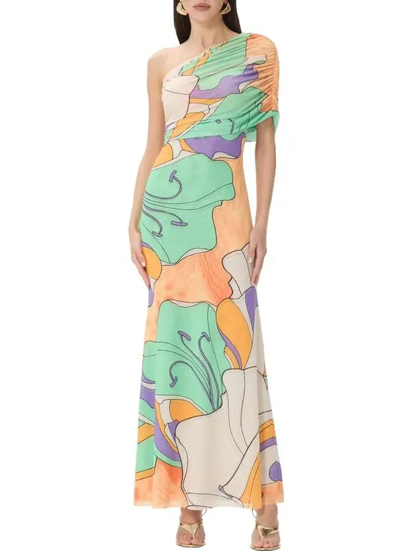 AFRM Mirabel One-shoulder Maxi Dress - Scarf Floral