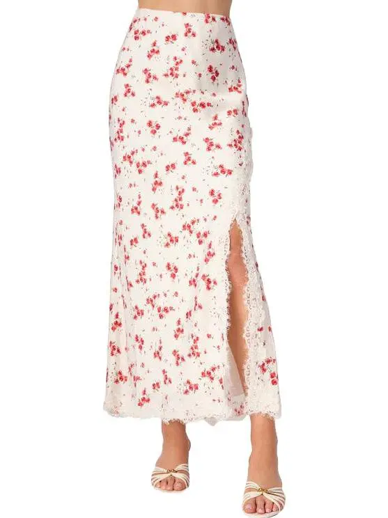 Cami Nyc Floral Hammered Satin Maxi Skirt - Candied Rose
