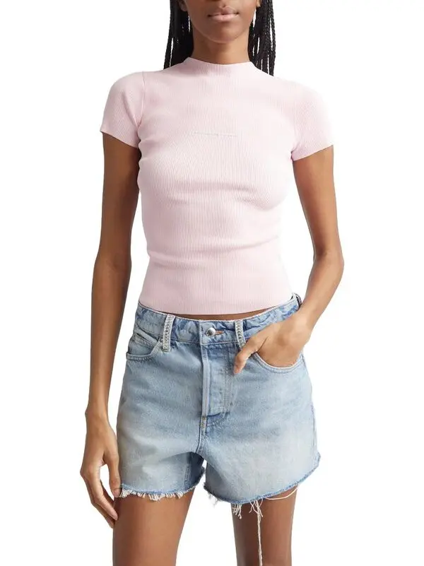 Alexander Wang Jacquard Logo Ribbed Funnel-neck Sweater - Light Pink