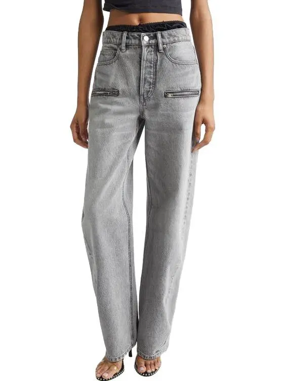 Alexander Wang Silk Prestyle Float Barrel Leg Jeans - Washed Grey