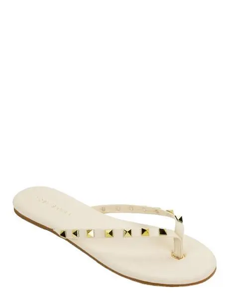 Yosi Samra Rivington Studded Flip Flops - Cream/gold