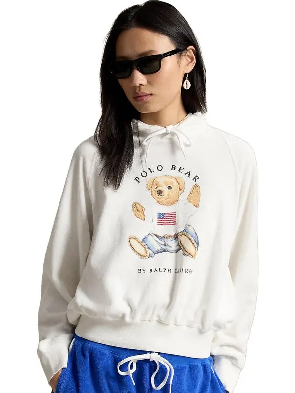 Ralph Lauren Shrunken Fit Polo Bear Terry Hoodie - White