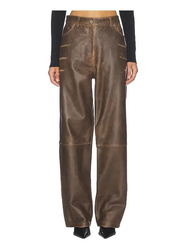 MANOKHI Mojave Leather Pants - Brown