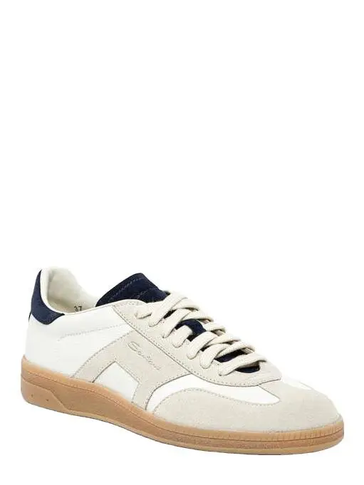 Santoni Leather Sneaker - White And Blue