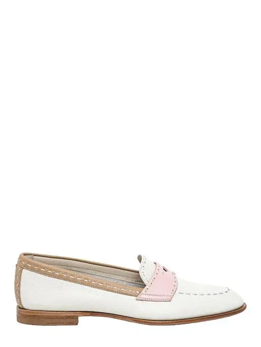Santoni Leather Penny Loafer - White