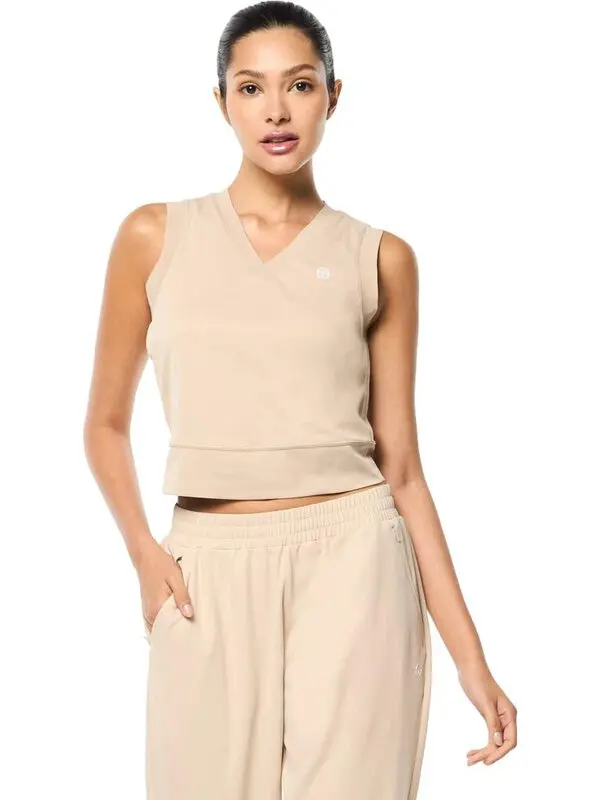 SERGIO TACCHINI Noemi Cropped V-neck Tank Top - Humus