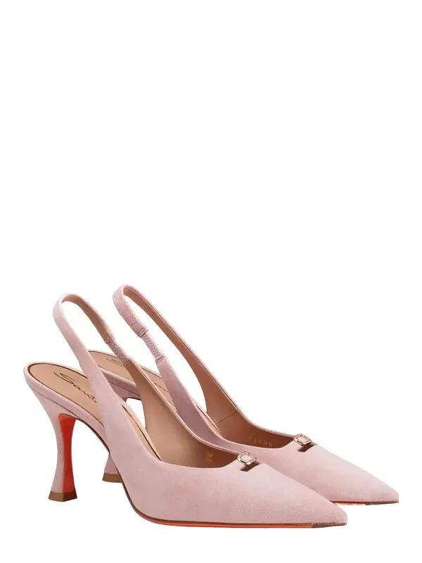 Santoni Suede Slingback Heels - Pink