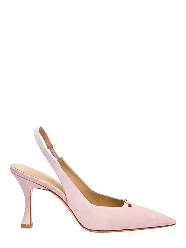 Santoni Suede Slingback Heels - Pink