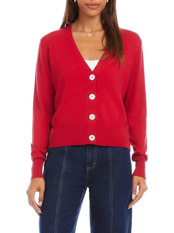 Karen Kane V-neck Button-front Cardigan - Red