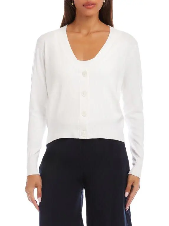 Karen Kane V-neck Button-front Cardigan - White