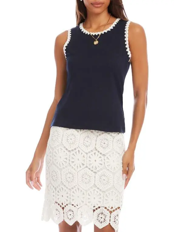 Karen Kane Edge Stitch Tank - Navy