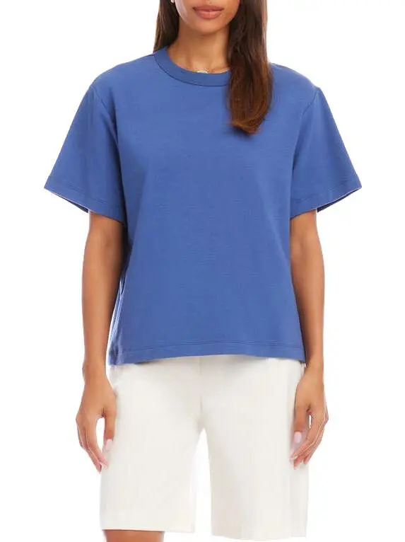 Karen Kane French Terry Relaxed T-shirt - Blue