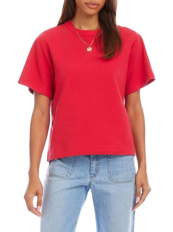 Karen Kane French Terry Relaxed T-shirt - Red