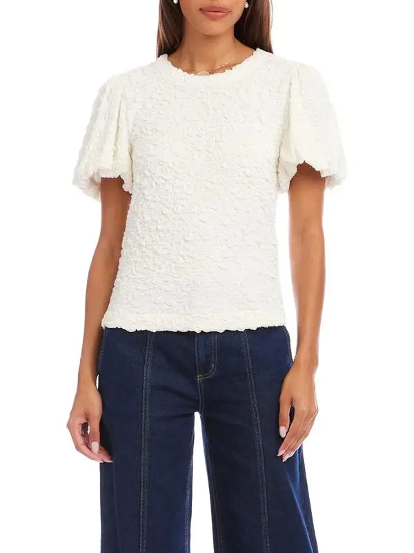 Karen Kane Puff Sleeve Textured Top - White