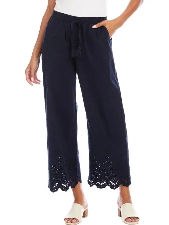 Karen Kane Scallop Edge Ankle Pants - Navy