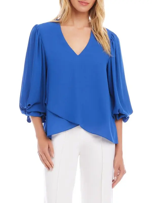 Karen Kane Crossover Hem Top - Blue