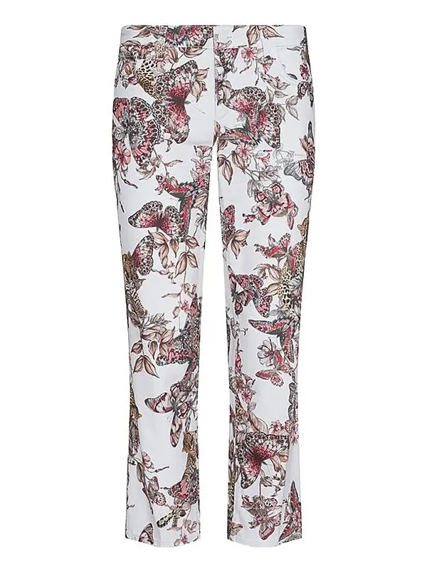 L'Agence Blaine Printed Stovepipe Jeans - White Garden Butterflies