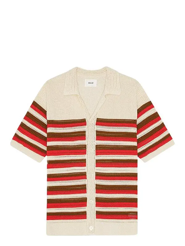 Nn07 Stripe Cardigan Shirt - Ivory