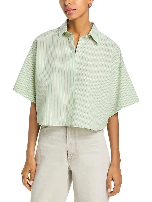 Rag & Bone Marin Stripe Shirt - Green Stripe