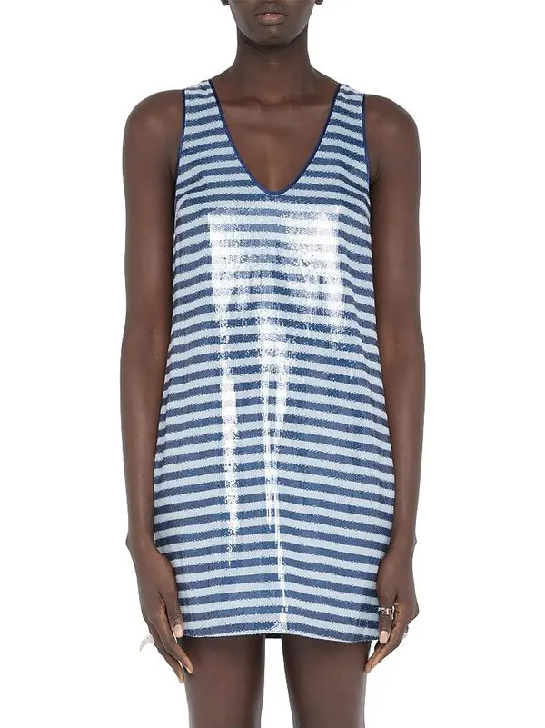 Zadig&Voltaire Rasha Sequin Stripe Dress - Sky
