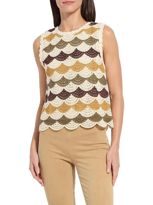 Lyssé Faye Crochet Knit Shell - Multi Earth Tone