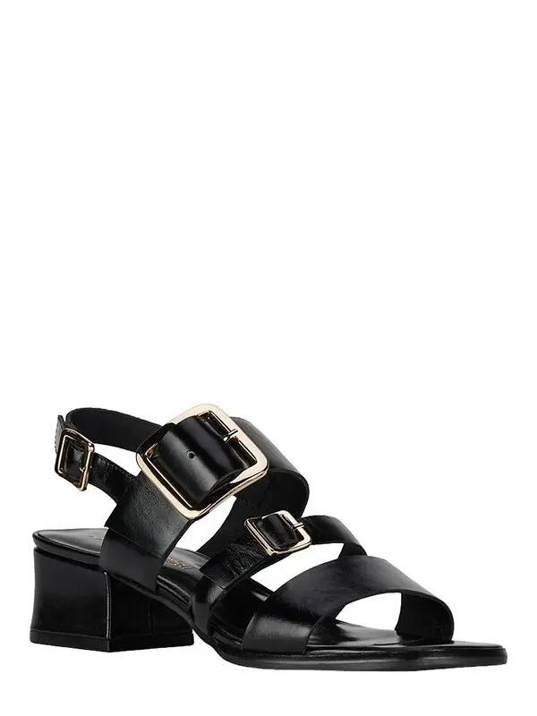 Jeffrey Campbell Righteous Buckled Block Heel Sandals - Black