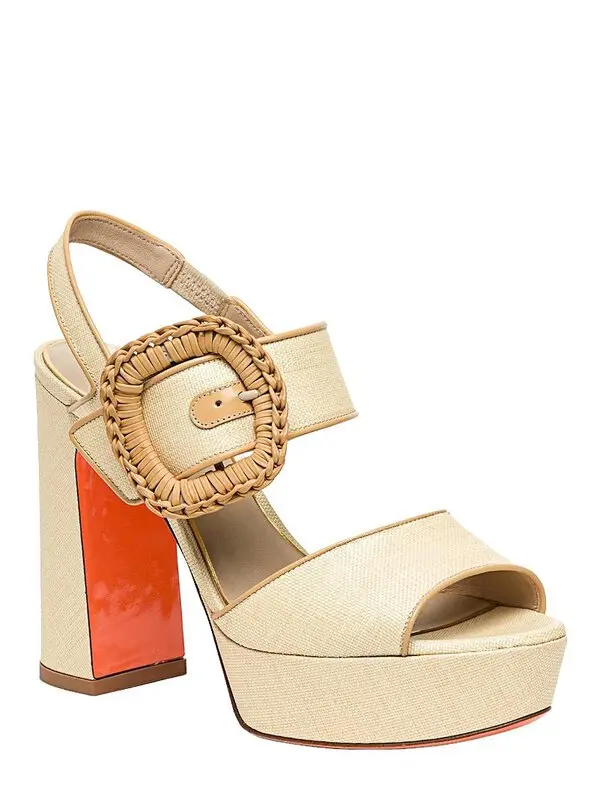 Santoni Leather High-heel Sandal - Light Beige