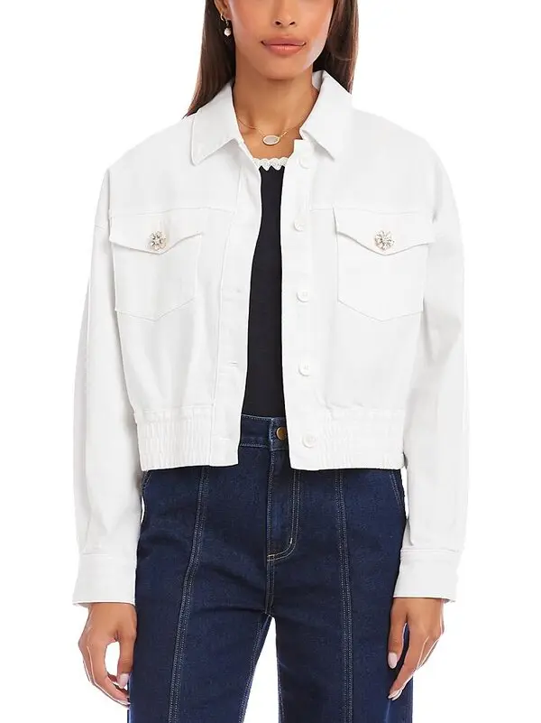 Karen Kane Novelty Button Jean Jacket - Off White