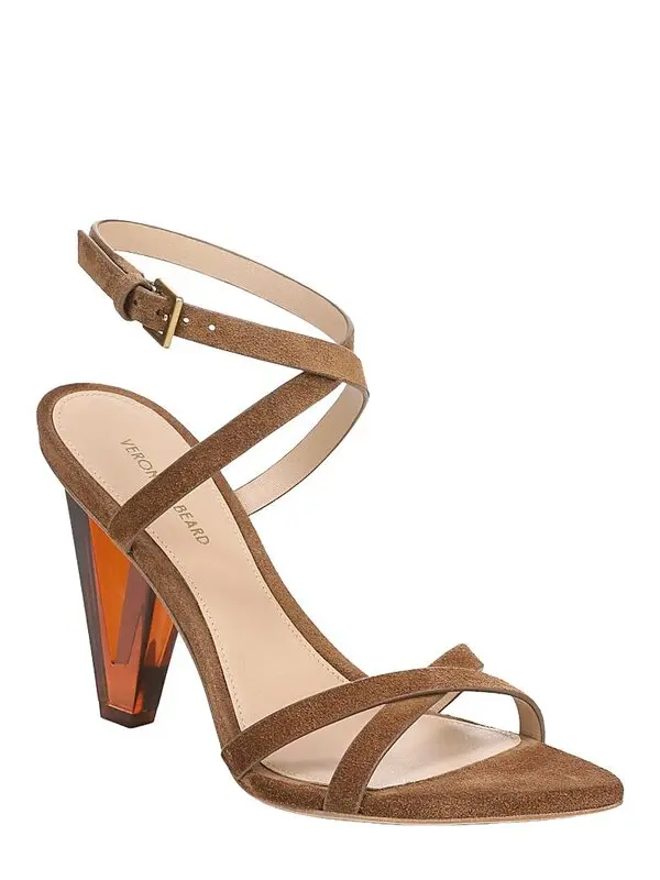 Veronica Beard Lanaya Strappy Suede Sandals - Chestnut/brown