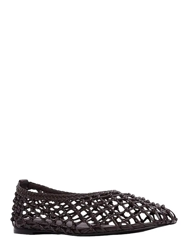 BLACK SUEDE STUDIO Sonia Woven Leather Ballerina Flats - Black Coffee