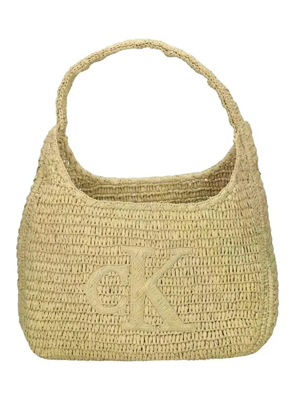 Calvin Klein Braided Shoulder Bag With Logo - Neutrals