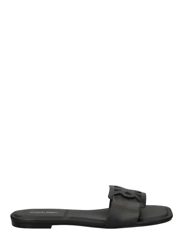 Calvin Klein Provence Cut-out Strap Leather Sandals - Black