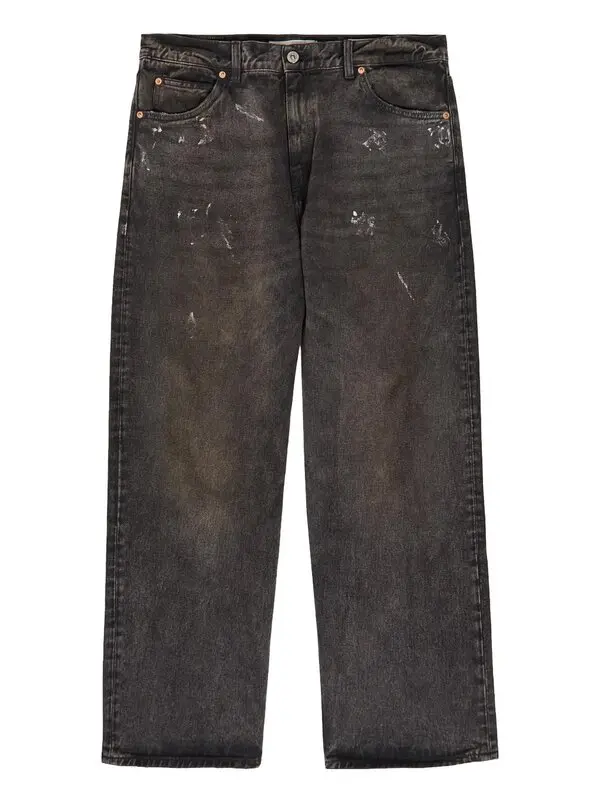 Our Legacy Vast Cut Paint-splatter Straight-leg Jeans - Dark Brown