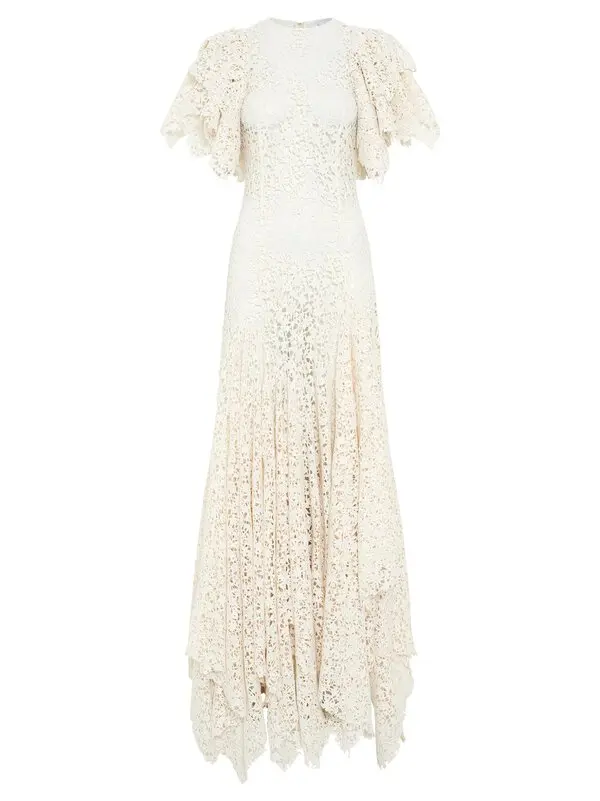 Gabriela Hearst Lulsy Lace Knit Cashmere Midi Dress - Ivory