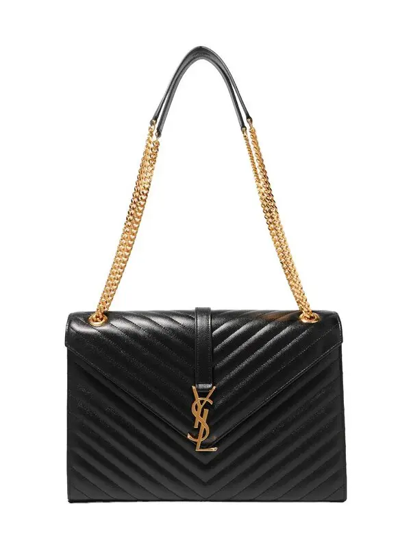 Saint Laurent Cassandre Grain De Poudre Quilted Large - Black
