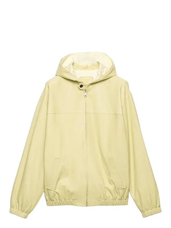 Prada Hooded Nappa Leather Jacket - Yellow