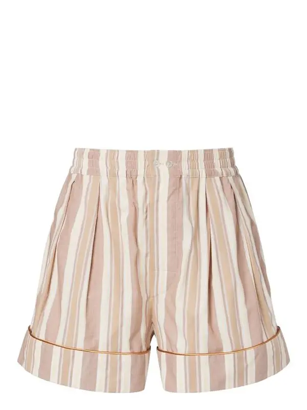 Saint Laurent Striped Cotton Shorts - Beige