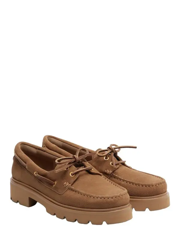 GIANVITO ROSSI Olonne Suede Boat Shoes - Brown