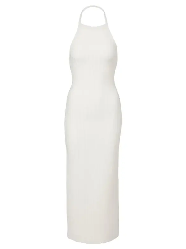 Jacquemus Tablier Knitted Midi Dress - White