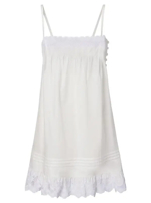 Saint Laurent Lace-trimmed Cotton Slip Dress - White