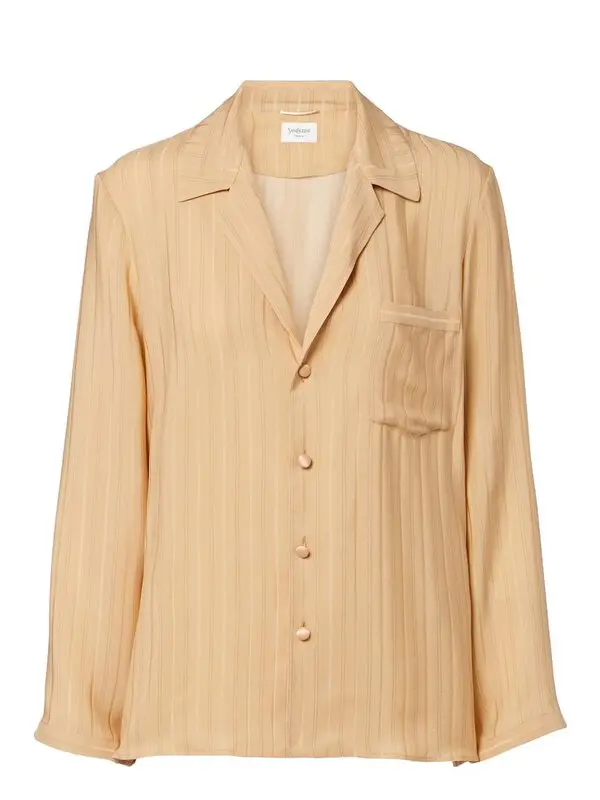 Saint Laurent Striped Silk Button-down Shirt - Beige