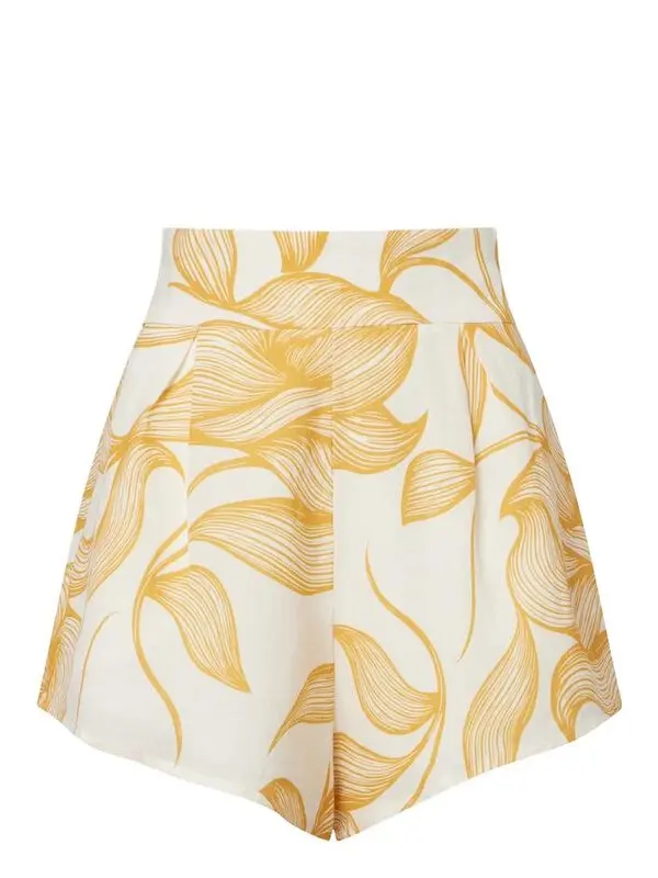 ADRIANA DEGREAS Foliage Printed Wide-leg Shorts - Yellow