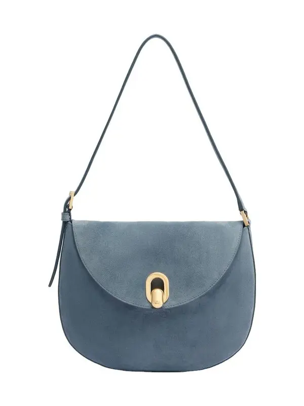 Savette Tondo Small Suede Shoulder Bag - Blue