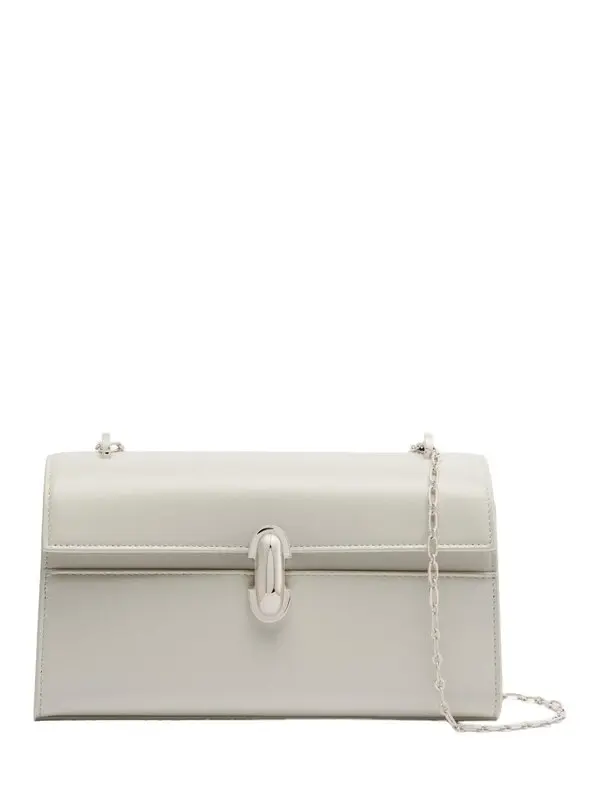 Savette Symmetry Chain Mini Leather Crossbody Bag - White
