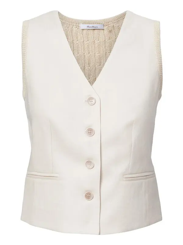 Max Mara Cable Knit Linen Vest - Beige