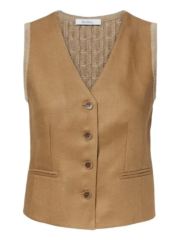 Max Mara Calibri Cable-knit Linen Vest - Brown