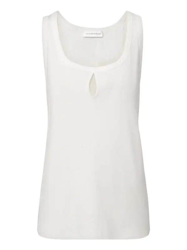 Victoria Beckham Cotton And Linen Tank Top - White