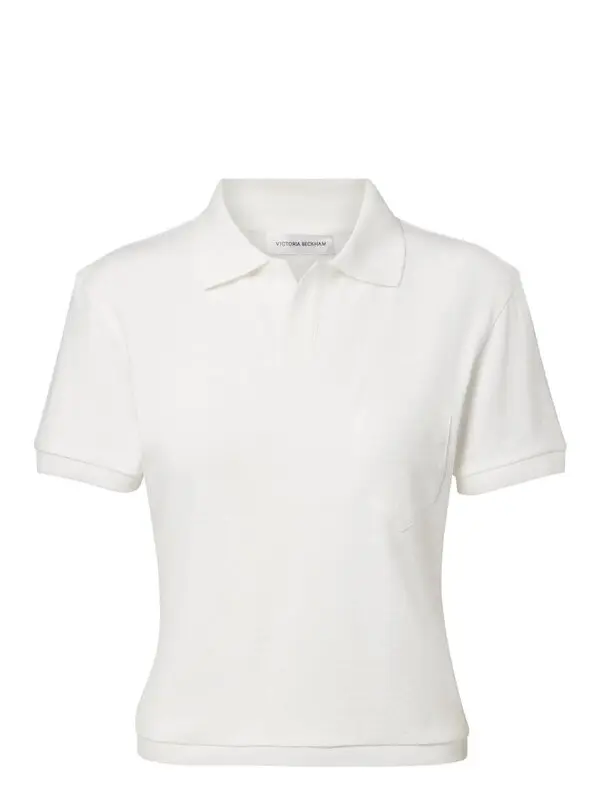 Victoria Beckham Cotton And Linen Polo Shirt - White