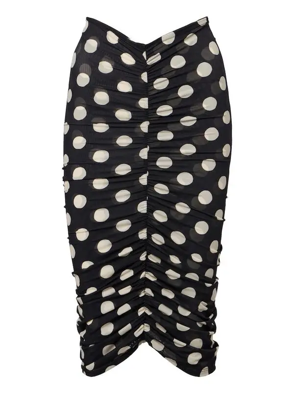 MONTCE Polka-dot Mesh Midi Skirt - Black