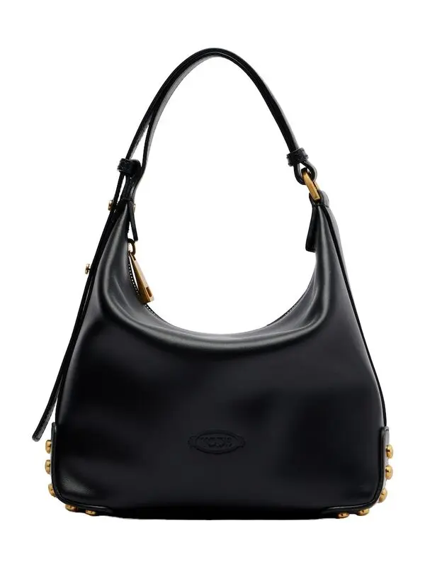 TOD'S Metal Dots Mini Leather Shoulder Bag - Black